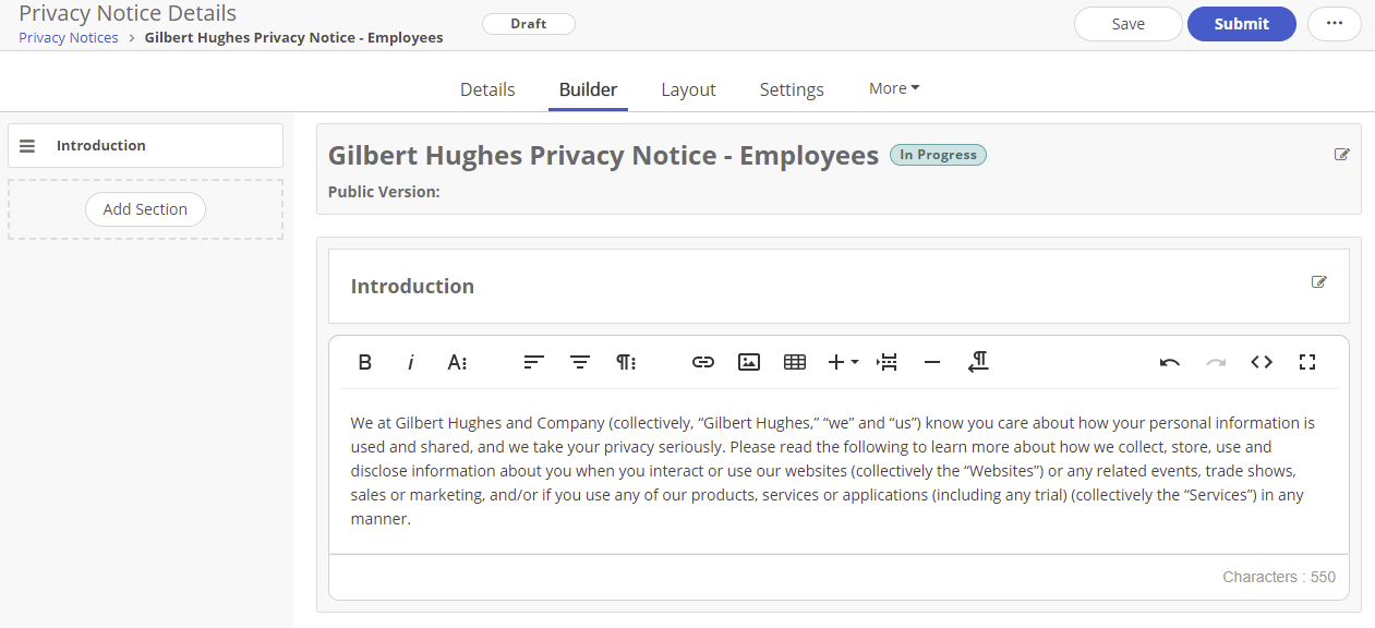 Building and Editing Privacy Notices | MyOneTrust