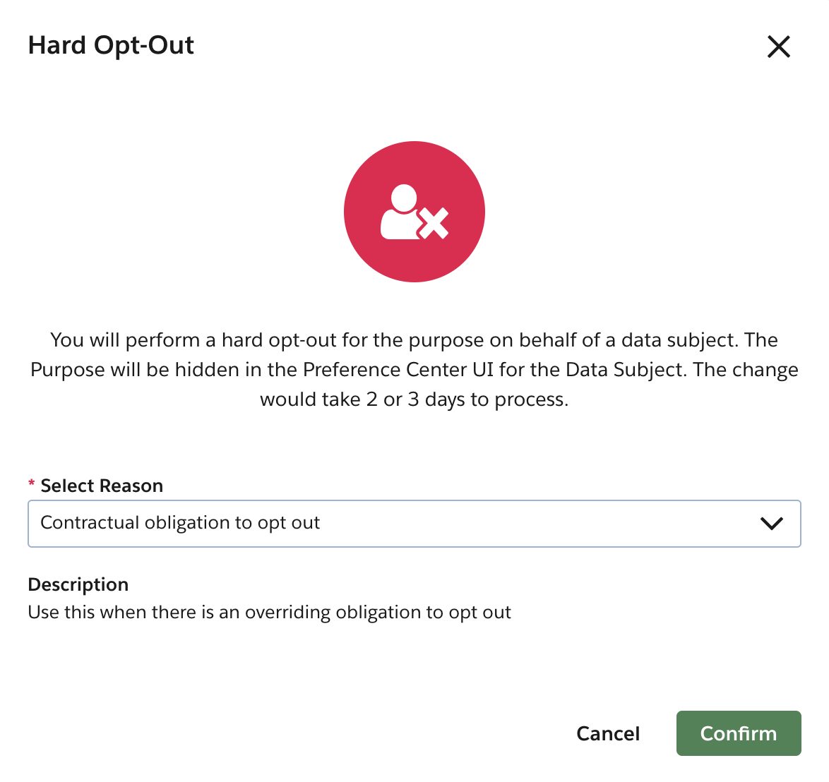 Overriding Data Subject Consent Using Hard Opt-Out | MyOneTrust