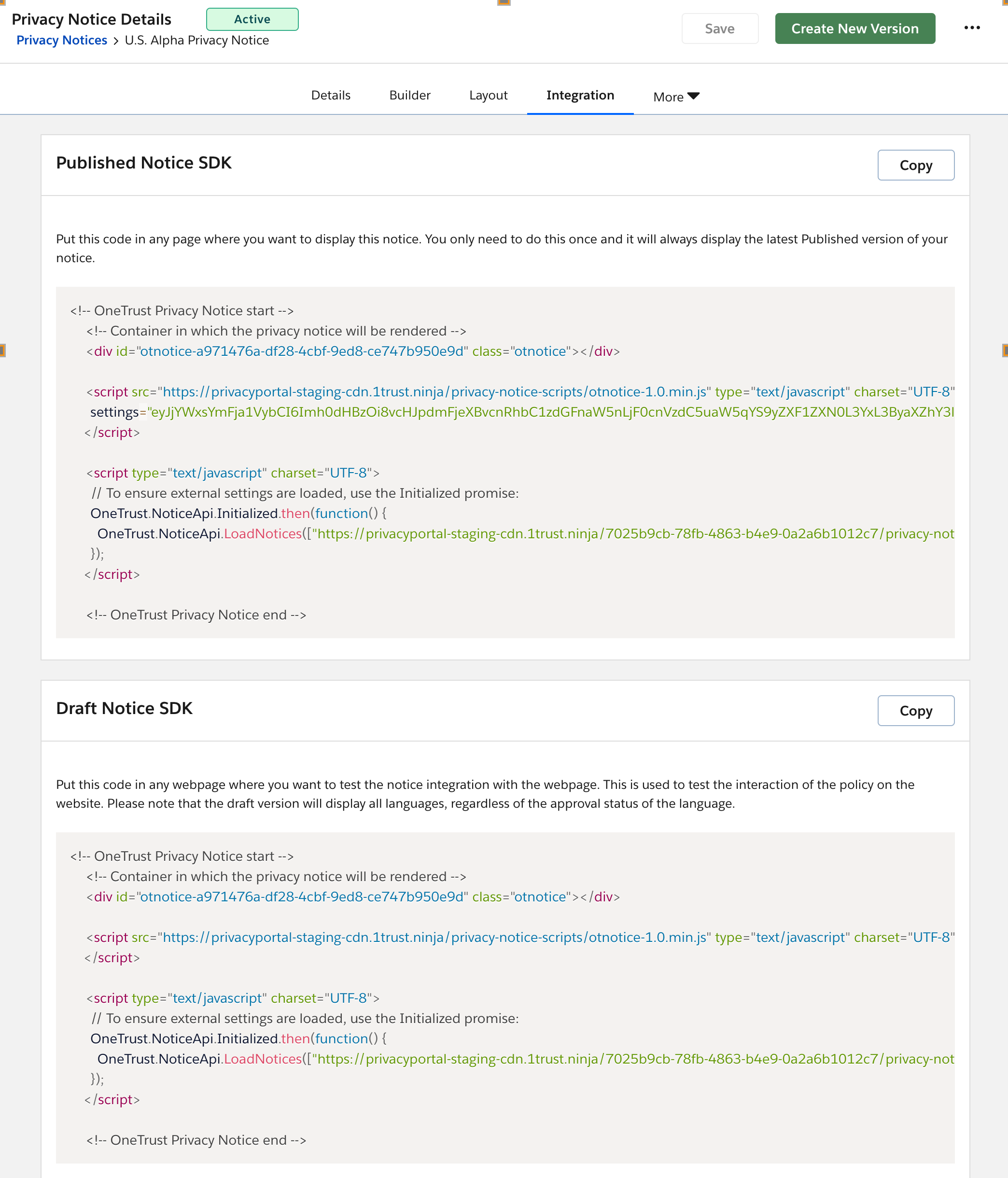 Integrating Privacy Notices | MyOneTrust