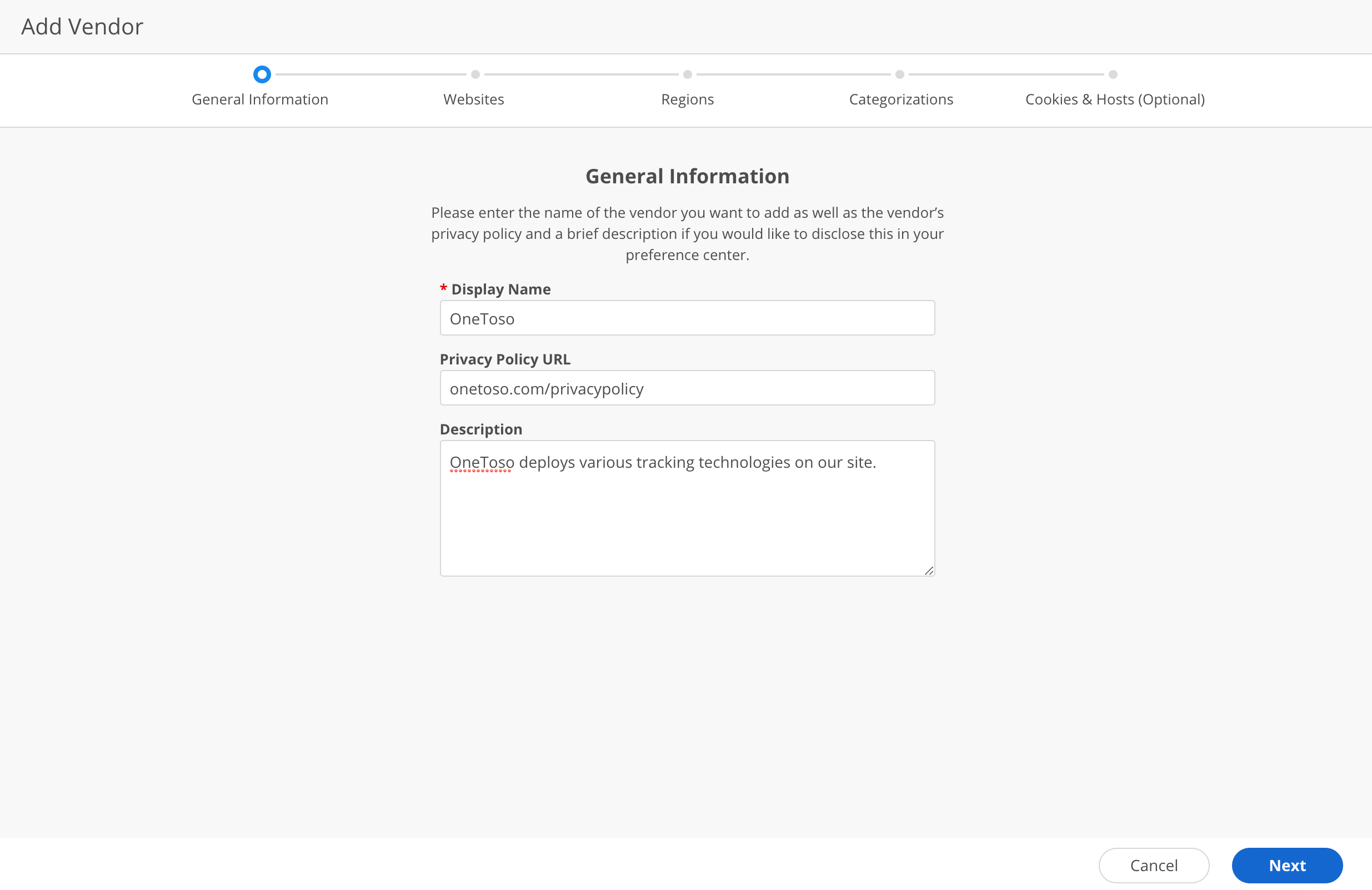 Adding General Vendors to Vendor Lists | MyOneTrust