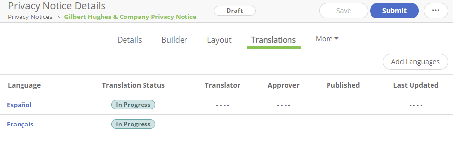 Managing Privacy Notice Translations | MyOneTrust