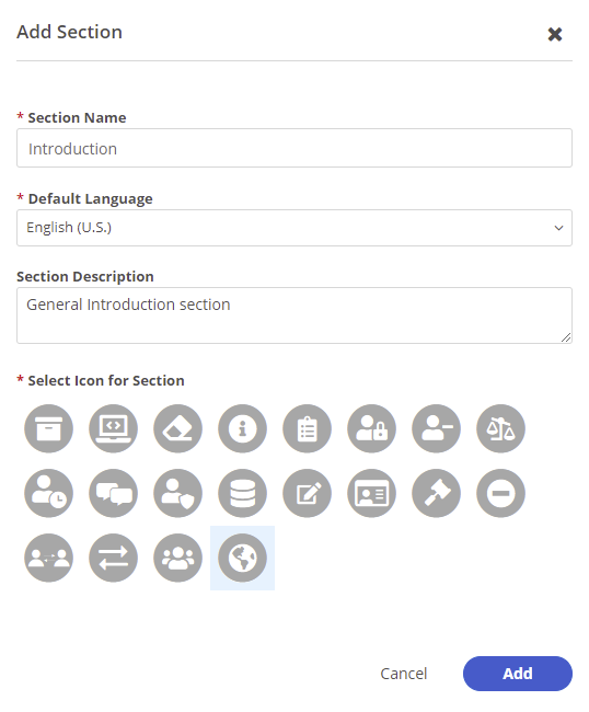 Managing Section Templates | MyOneTrust