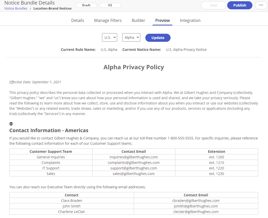 Previewing and Publishing Privacy Notice Bundles | MyOneTrust