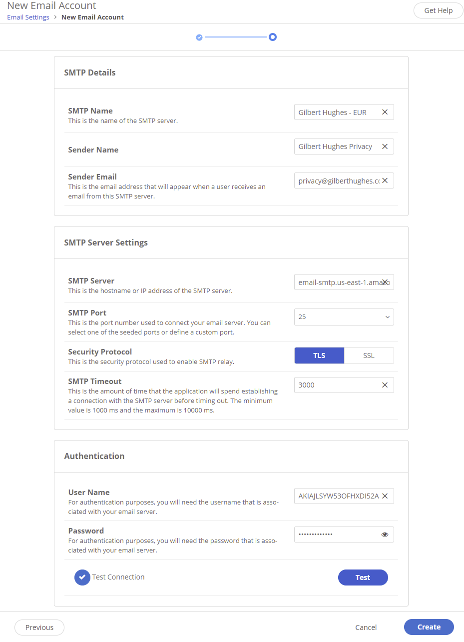 Configuring Custom SMTP Email Accounts | MyOneTrust