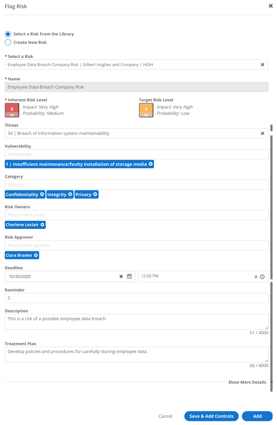 Adding, Editing, and Deleting Third-Party Risk Management Risks | MyOneTrust