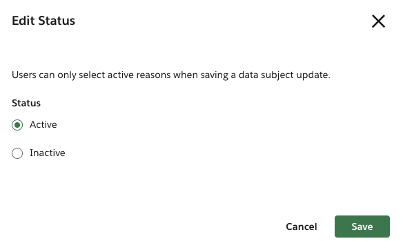 Managing Reason Templates | MyOneTrust