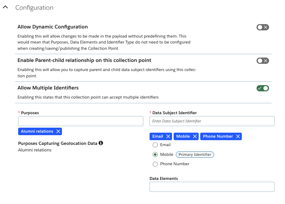 Allowing Multiple Data Subject Identifiers on Collection Points | MyOneTrust