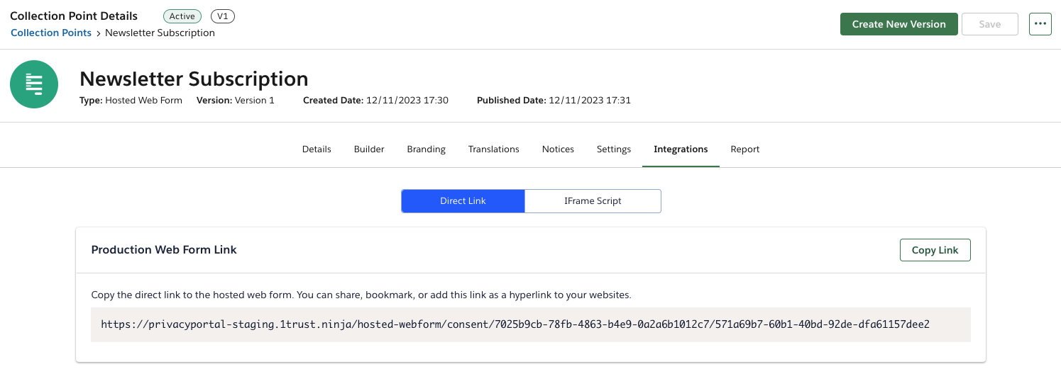 Integrating OneTrust Hosted Web Form Collection Points | MyOneTrust