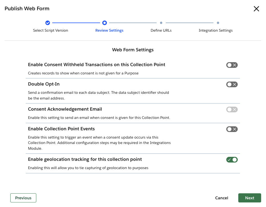 Publishing OneTrust Embedded Web Form Collection Points | MyOneTrust