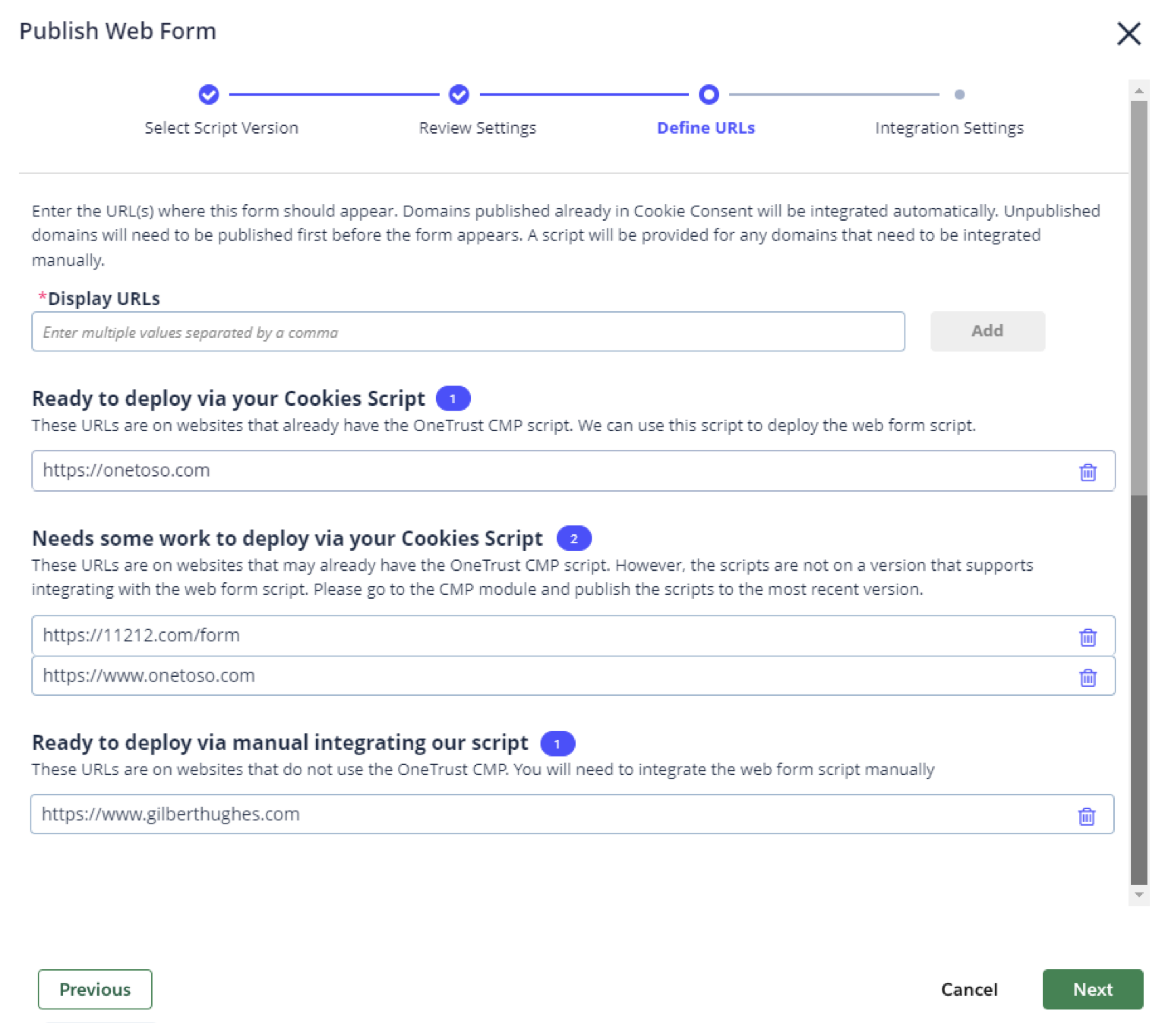 Publishing OneTrust Embedded Web Form Collection Points | MyOneTrust