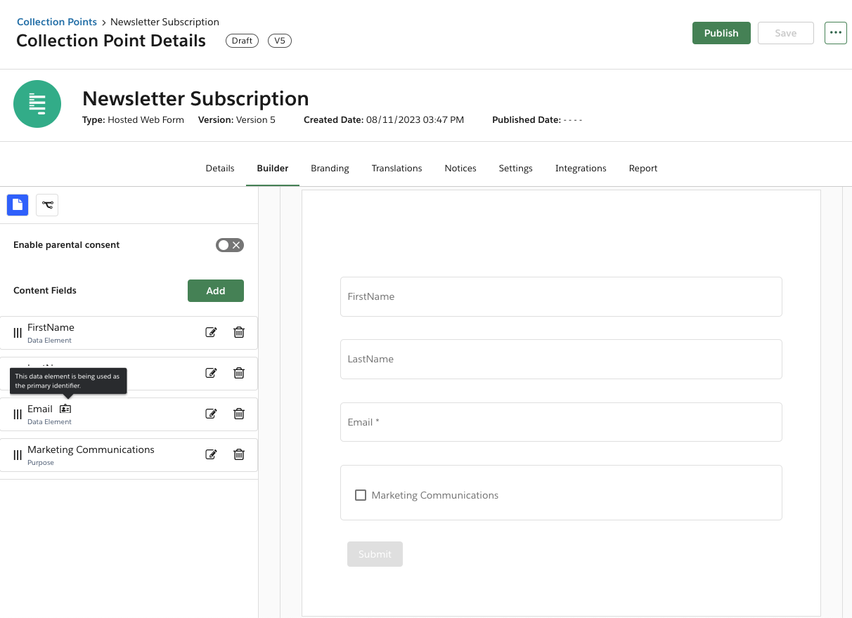 Building and Editing OneTrust Hosted Web Form Collection Points | MyOneTrust