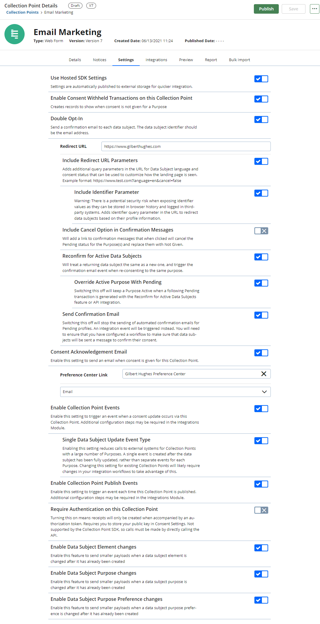 Configuring External Web Form Collection Point Settings | MyOneTrust