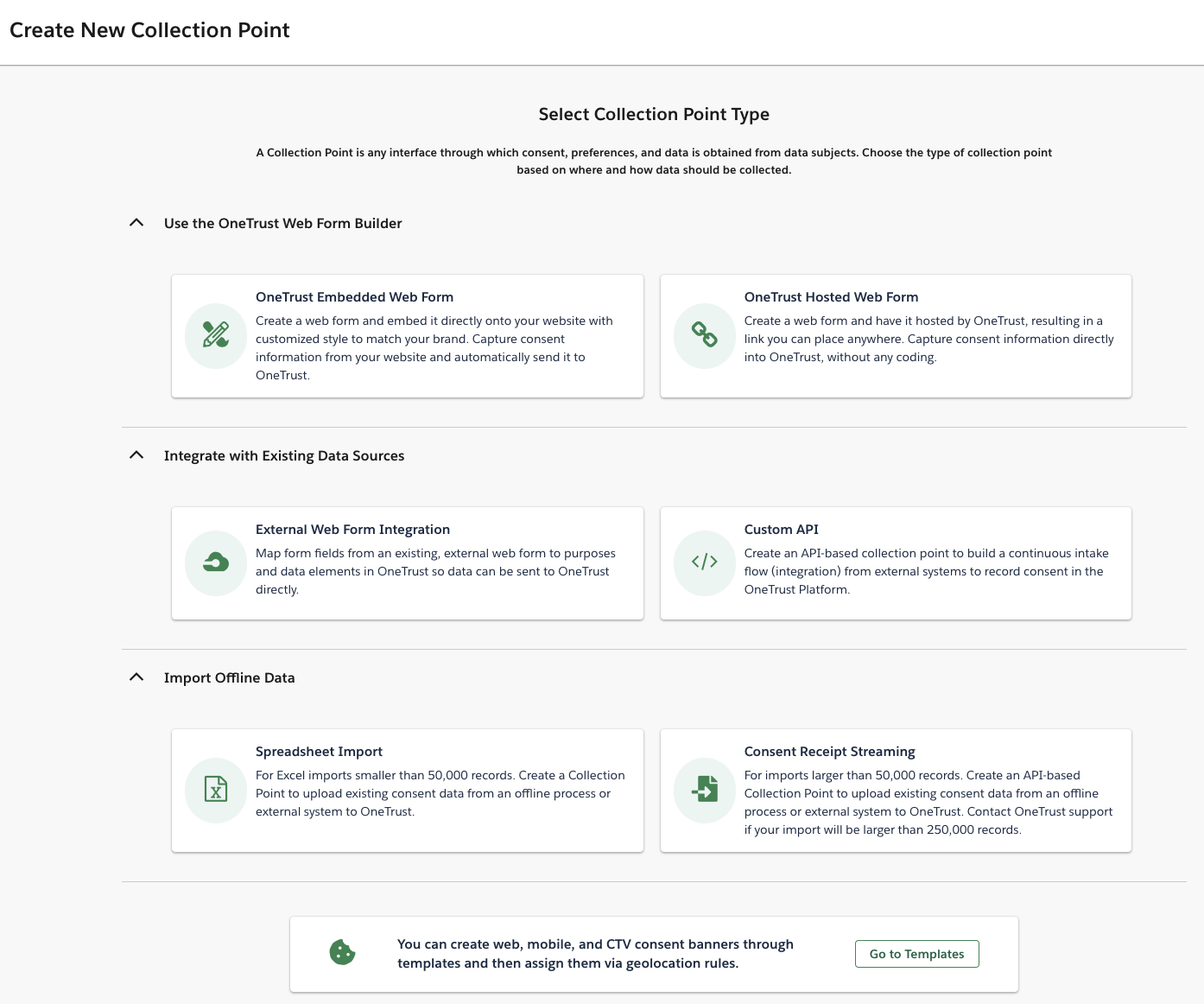Using Collection Points and Available Types | MyOneTrust