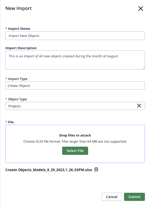 Creating Project Records in Bulk | MyOneTrust