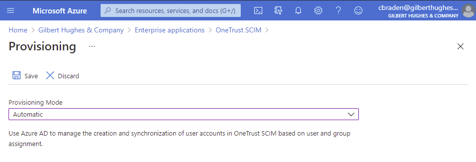 Configuring OneTrust with Azure AD for SCIM | MyOneTrust