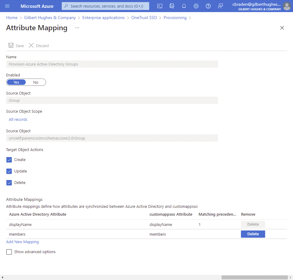 Configuring OneTrust with Azure AD for SCIM | MyOneTrust