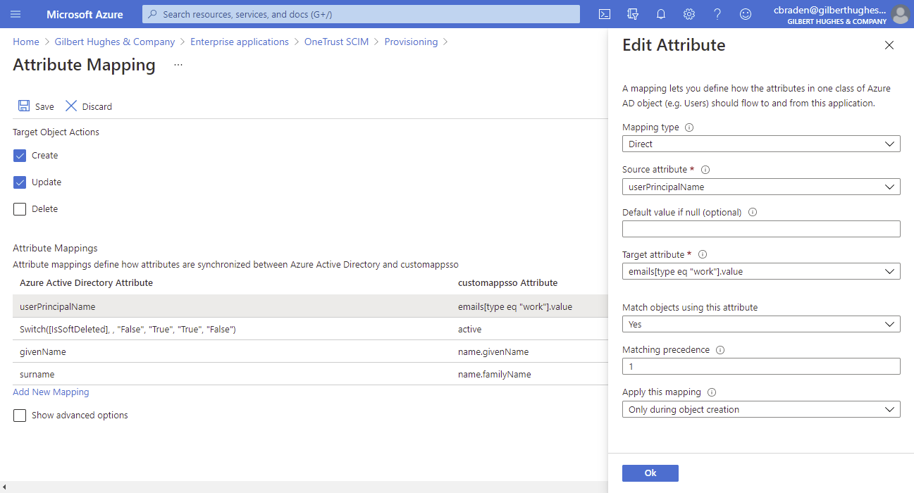 Configuring OneTrust with Azure AD for SCIM | MyOneTrust