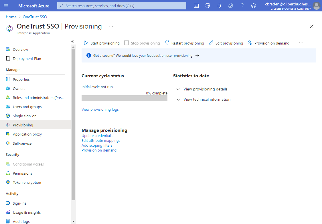 Configuring OneTrust with Azure AD for SCIM | MyOneTrust