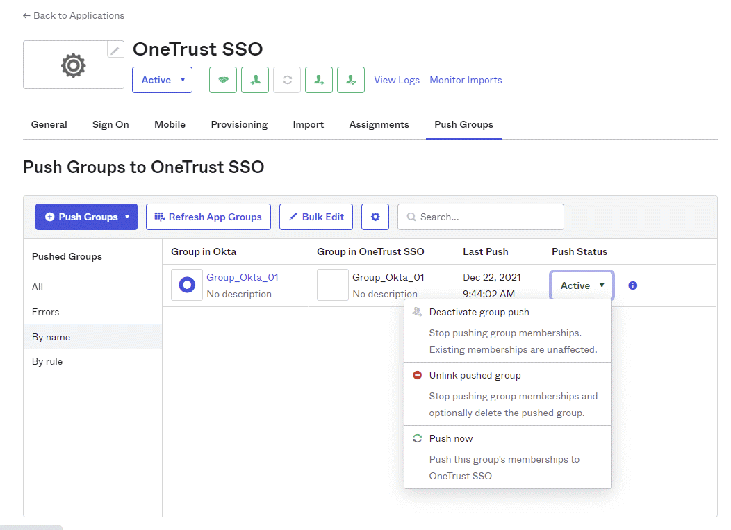 Configuring OneTrust with Okta for SCIM | MyOneTrust
