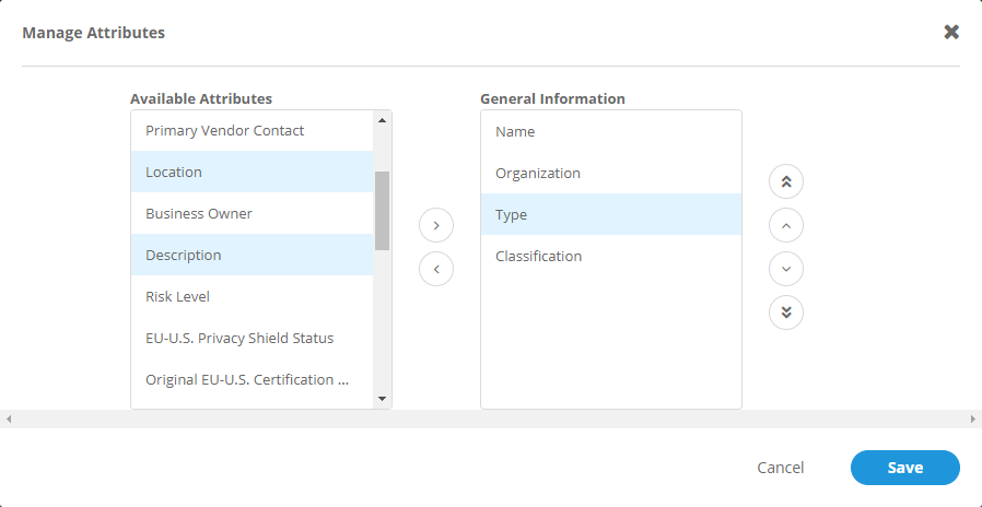 Configuring Vendor Attribute Groupings | MyOneTrust