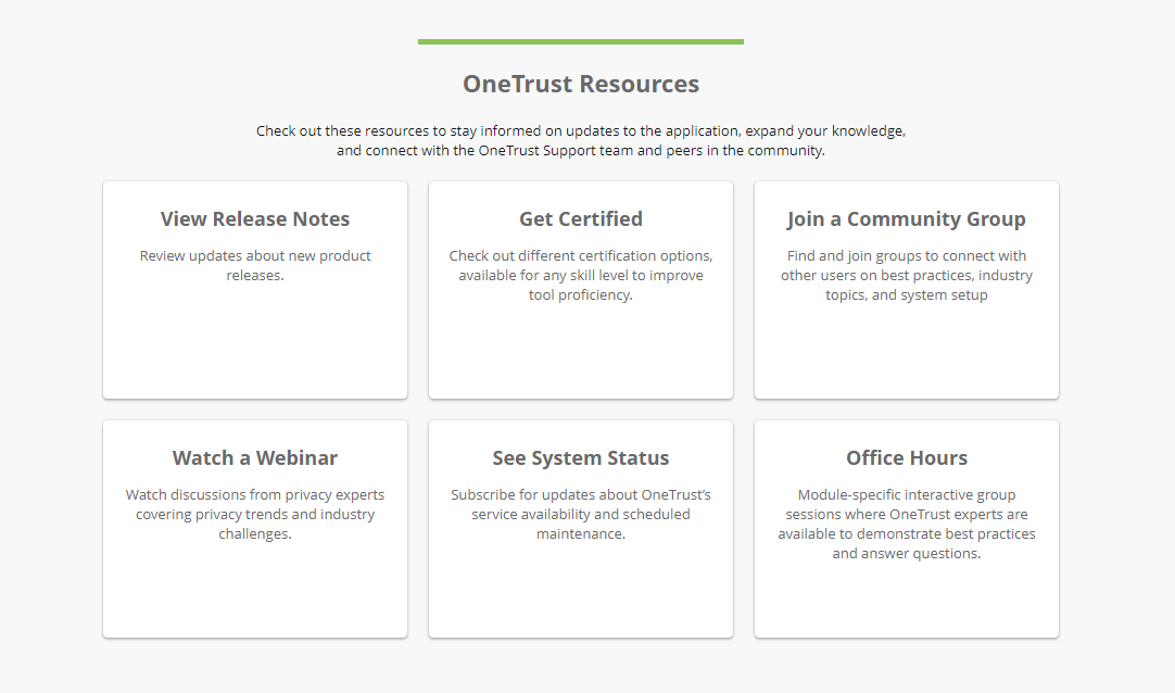 OneTrust Settings Overview | MyOneTrust