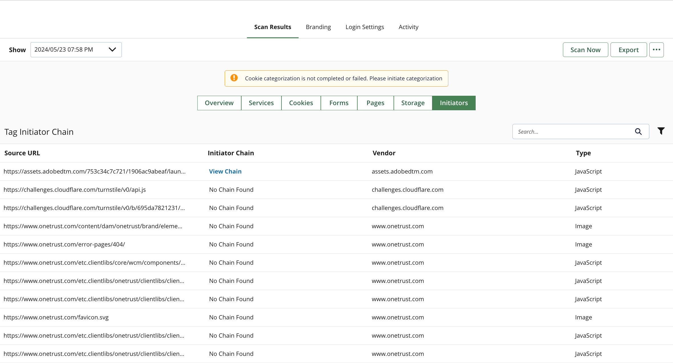 Viewing Scan Results | MyOneTrust