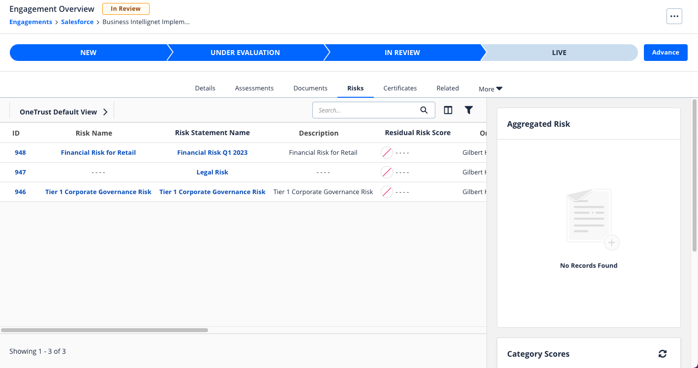 Evaluating and Managing Engagements | MyOneTrust