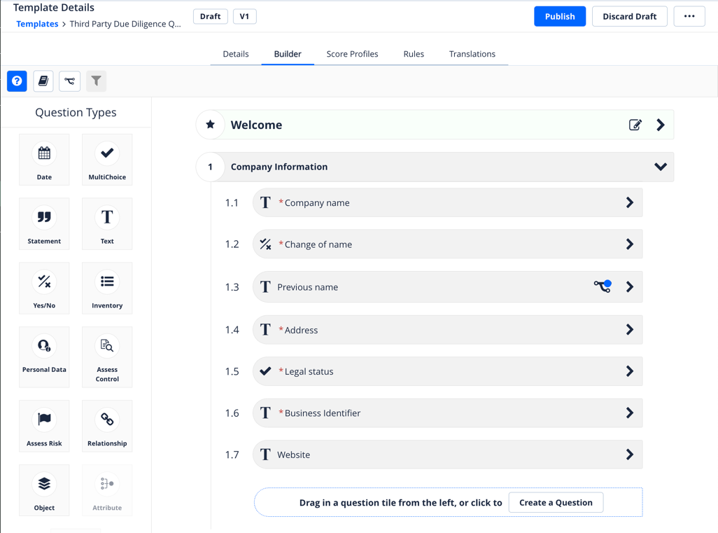 Adding, Editing, and Deleting Third-Party Questions | MyOneTrust