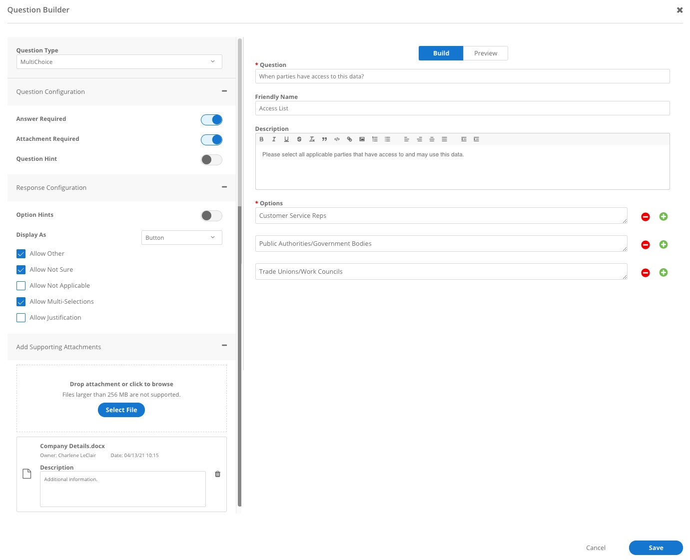 Adding, Editing, and Deleting Third-Party Questions | MyOneTrust