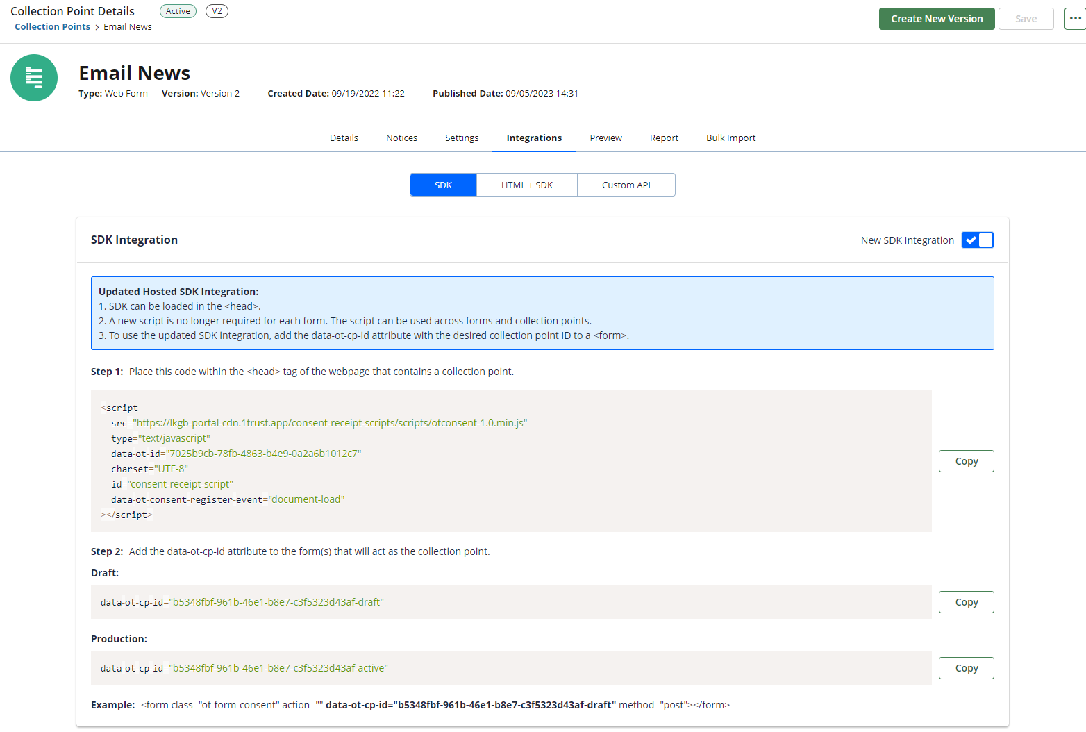 Implementing the Collection Point JavaScript SDK | MyOneTrust