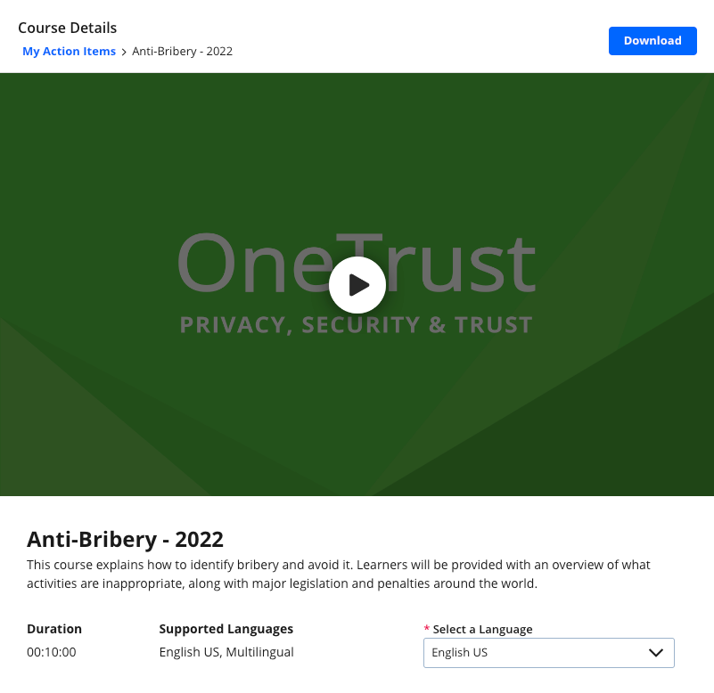 Accessing and Completing Courses | MyOneTrust