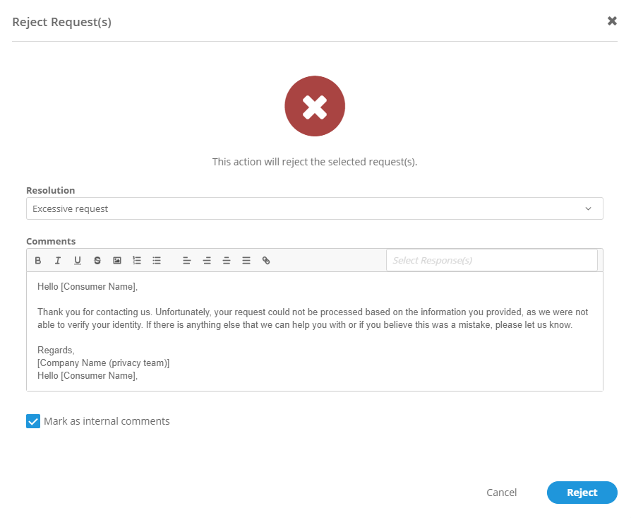 Managing Requests in Bulk | MyOneTrust