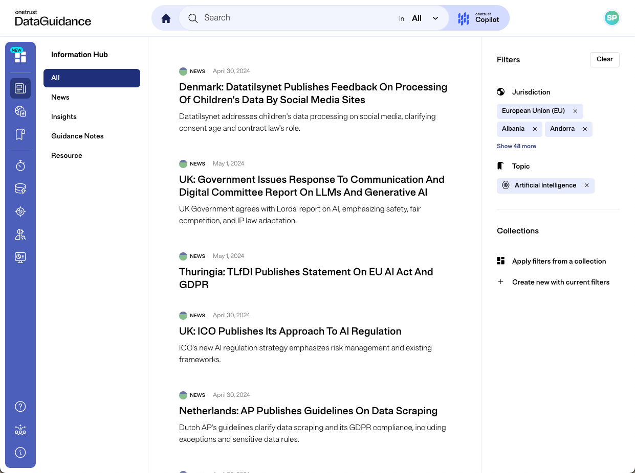 DataGuidance with OneTrust Copilot Feature Guide | MyOneTrust