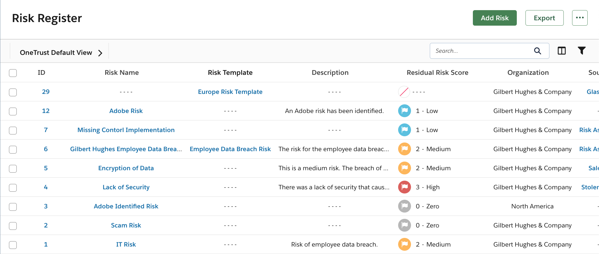 Managing Risks in the Risk Register | MyOneTrust