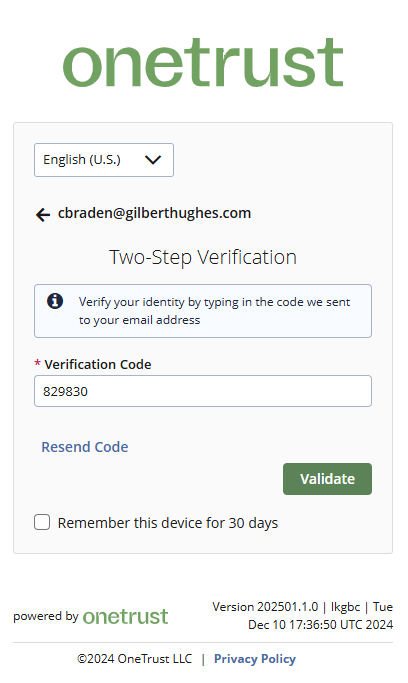 Configuring Two-Step Verification | MyOneTrust