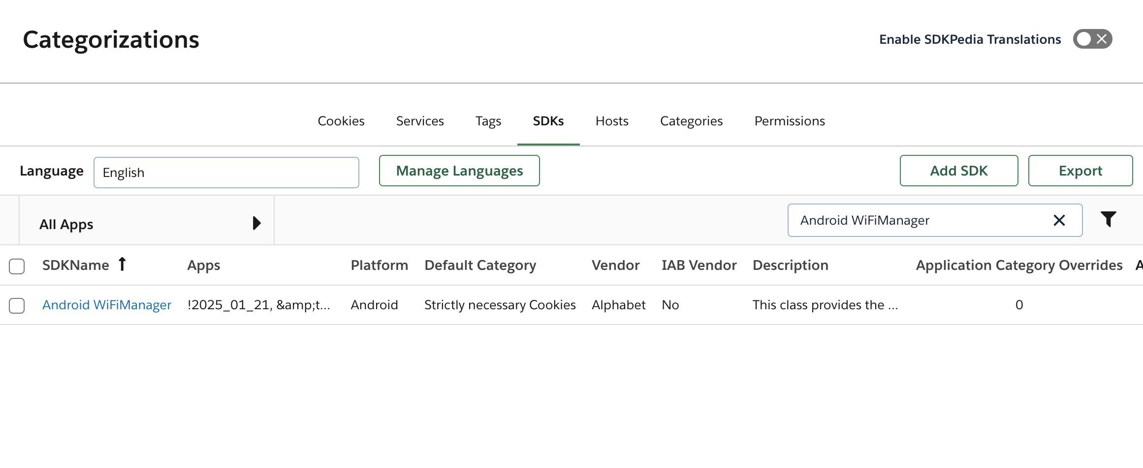 Viewing and Categorizing Mobile App Consent Scan Results | MyOneTrust