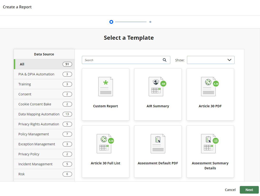 Creating a Report | MyOneTrust