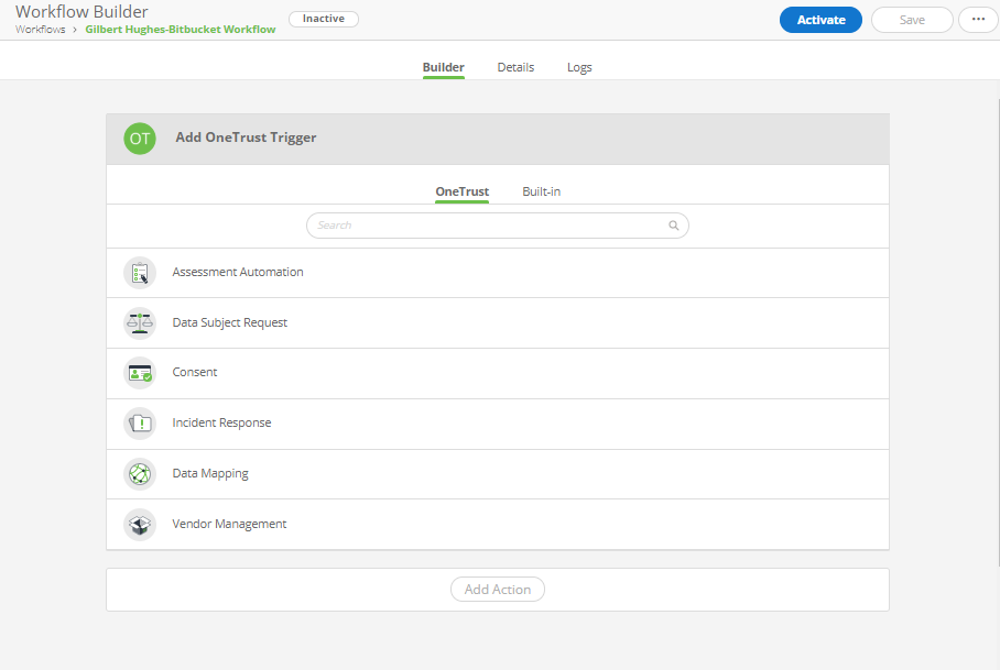 Managing Custom Integration Workflows | MyOneTrust
