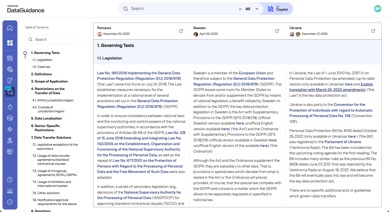 OneTrust DataGuidance Feature Guide | MyOneTrust