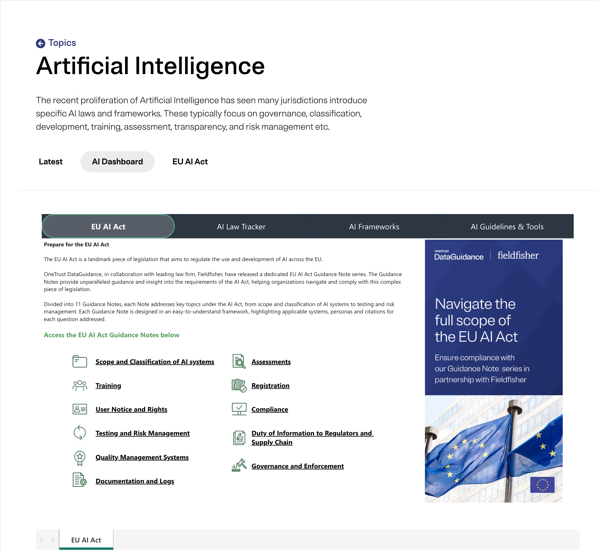 OneTrust DataGuidance Feature Guide | MyOneTrust