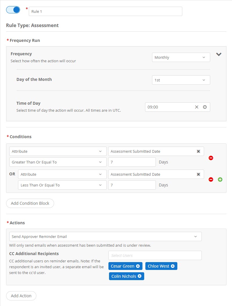 Reminder Email Rules | MyOneTrust