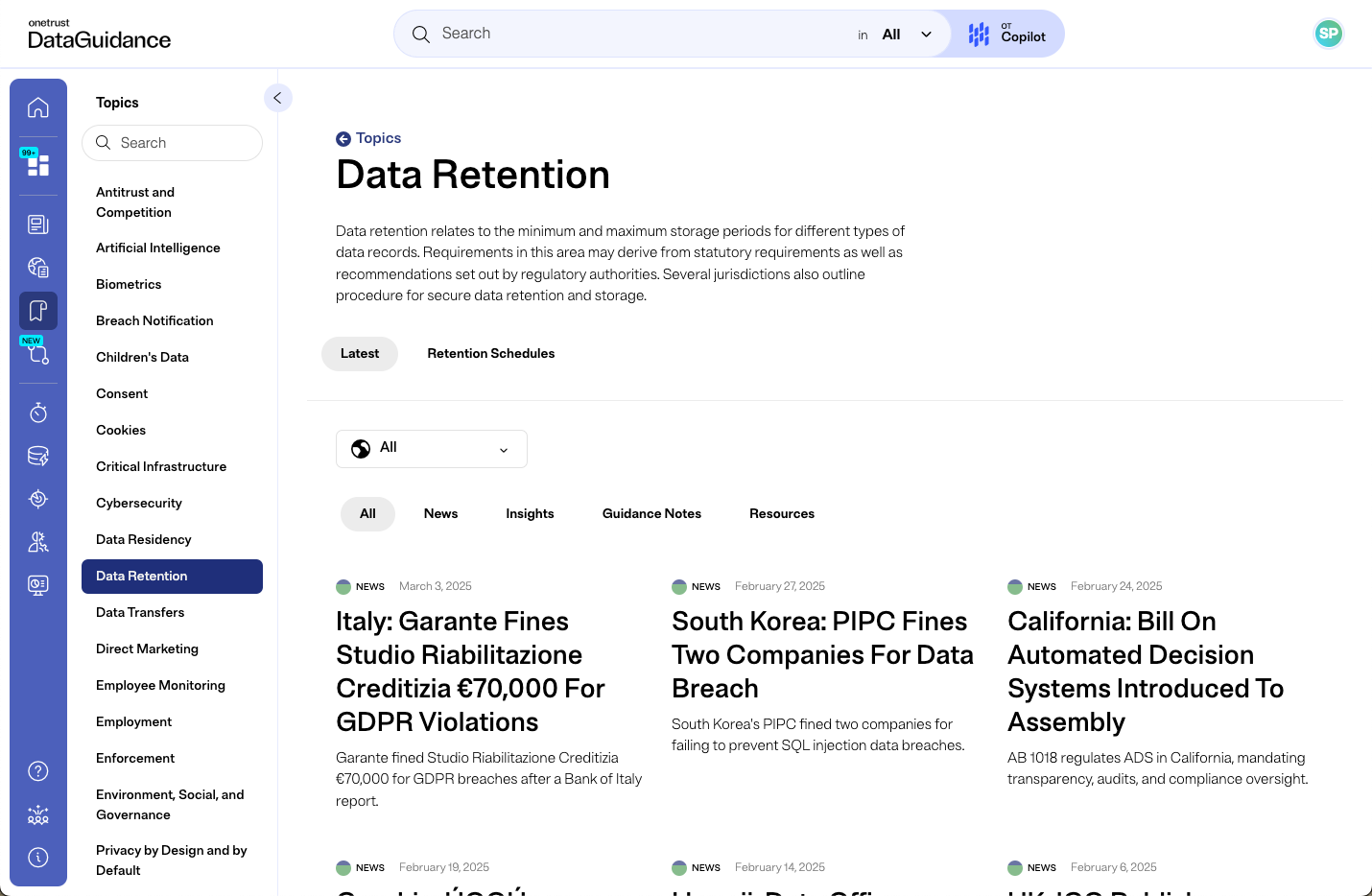 OneTrust DataGuidance Feature Guide | MyOneTrust