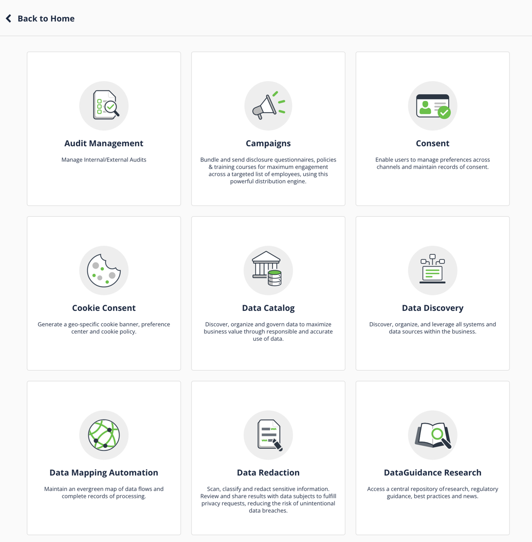 Using the OneTrust Platform Homepage | MyOneTrust