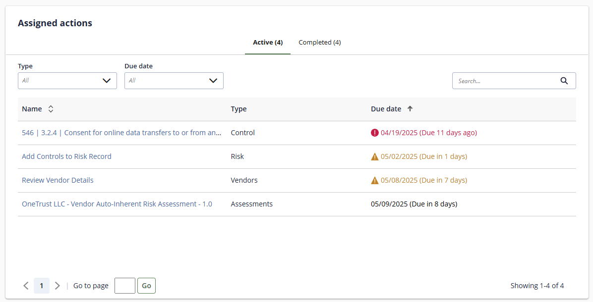Using the OneTrust Platform Homepage | MyOneTrust