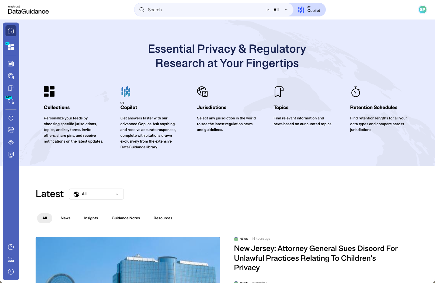 OneTrust DataGuidance Feature Guide | MyOneTrust