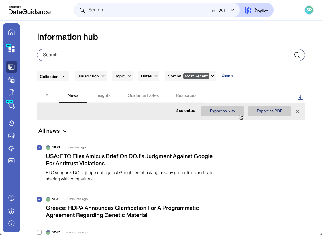 OneTrust DataGuidance Feature Guide | MyOneTrust