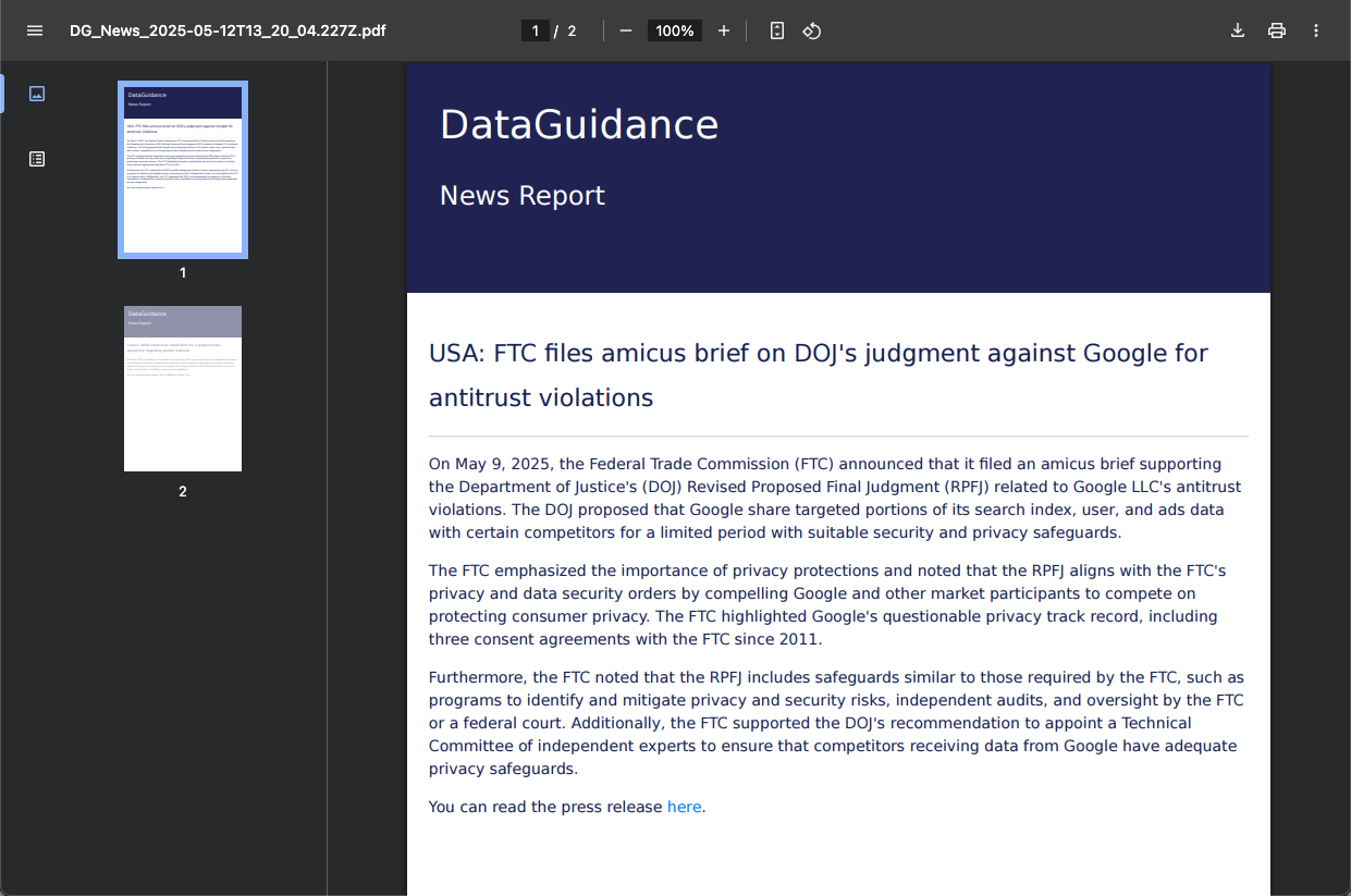 OneTrust DataGuidance Feature Guide | MyOneTrust