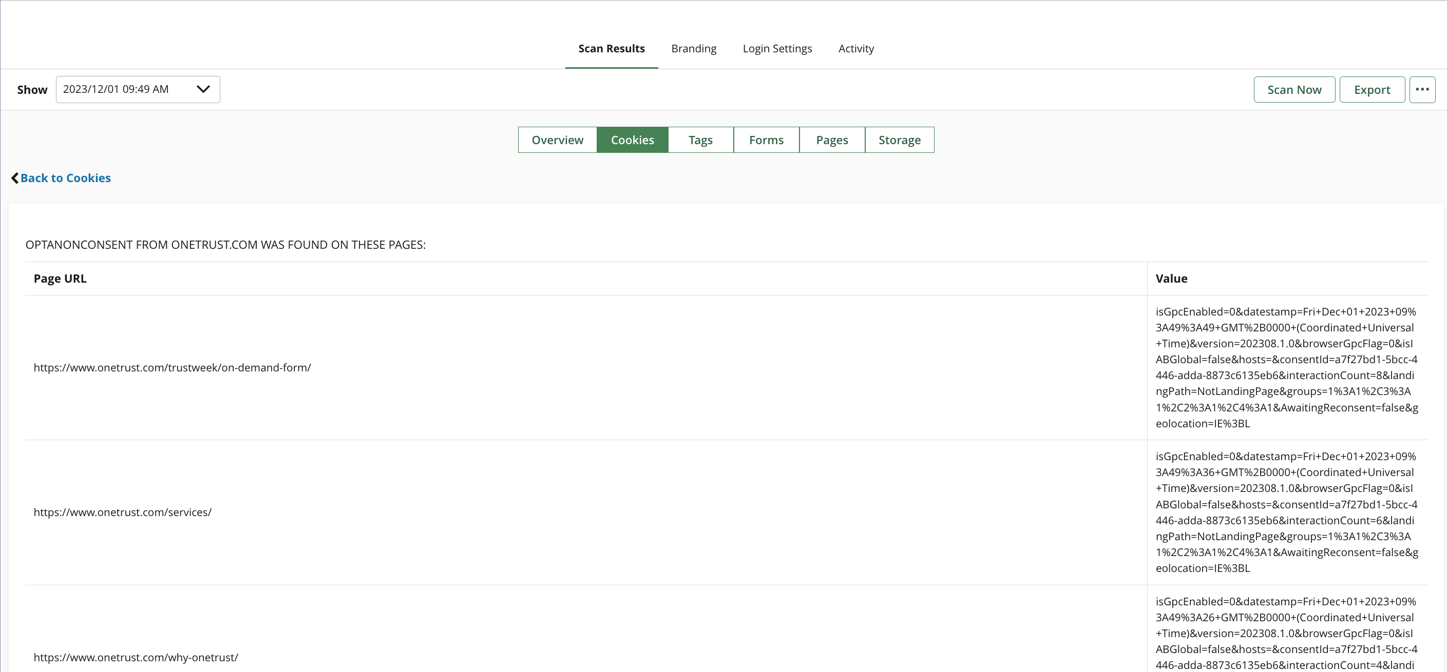 Viewing Scan Results | MyOneTrust