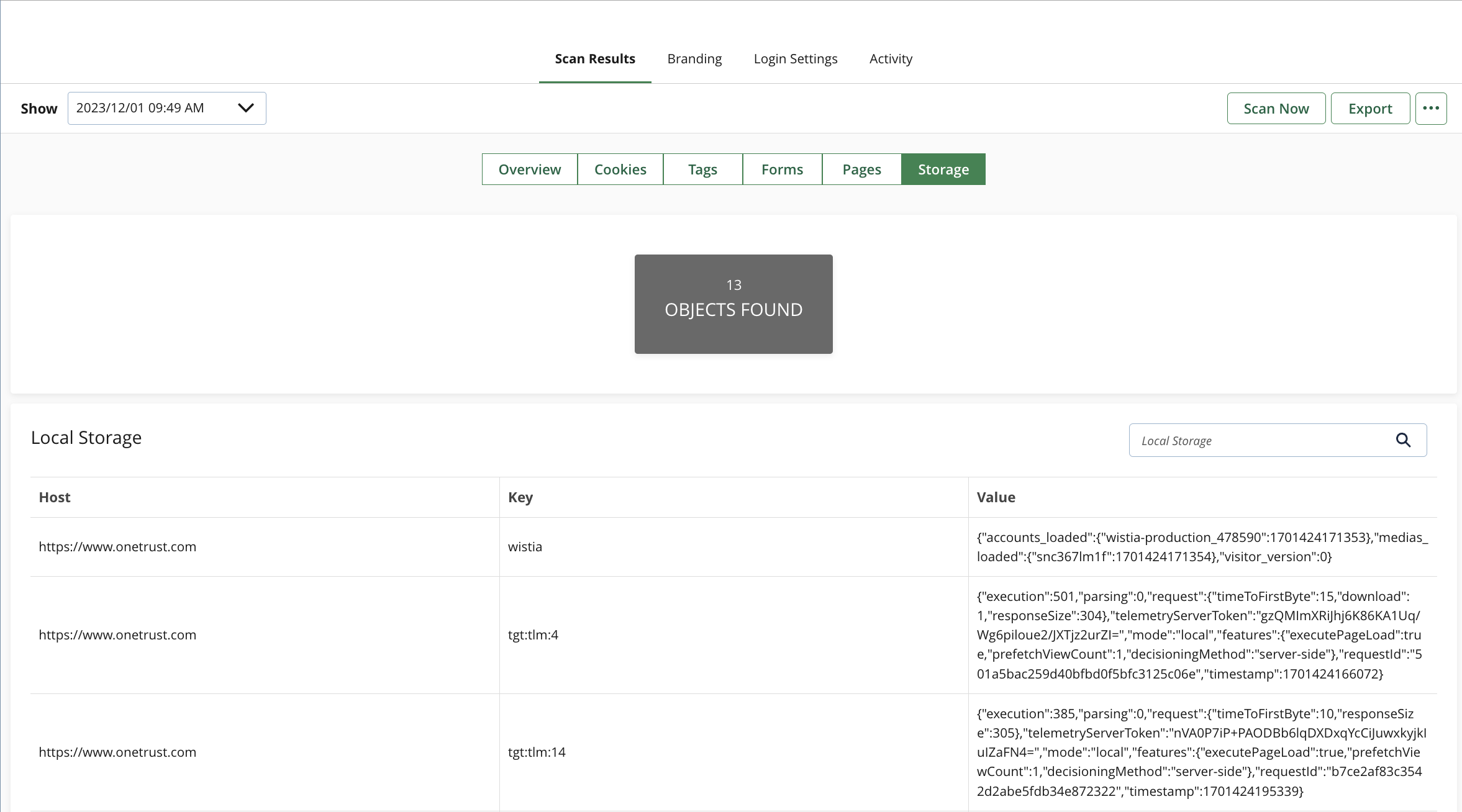Viewing Scan Results | MyOneTrust