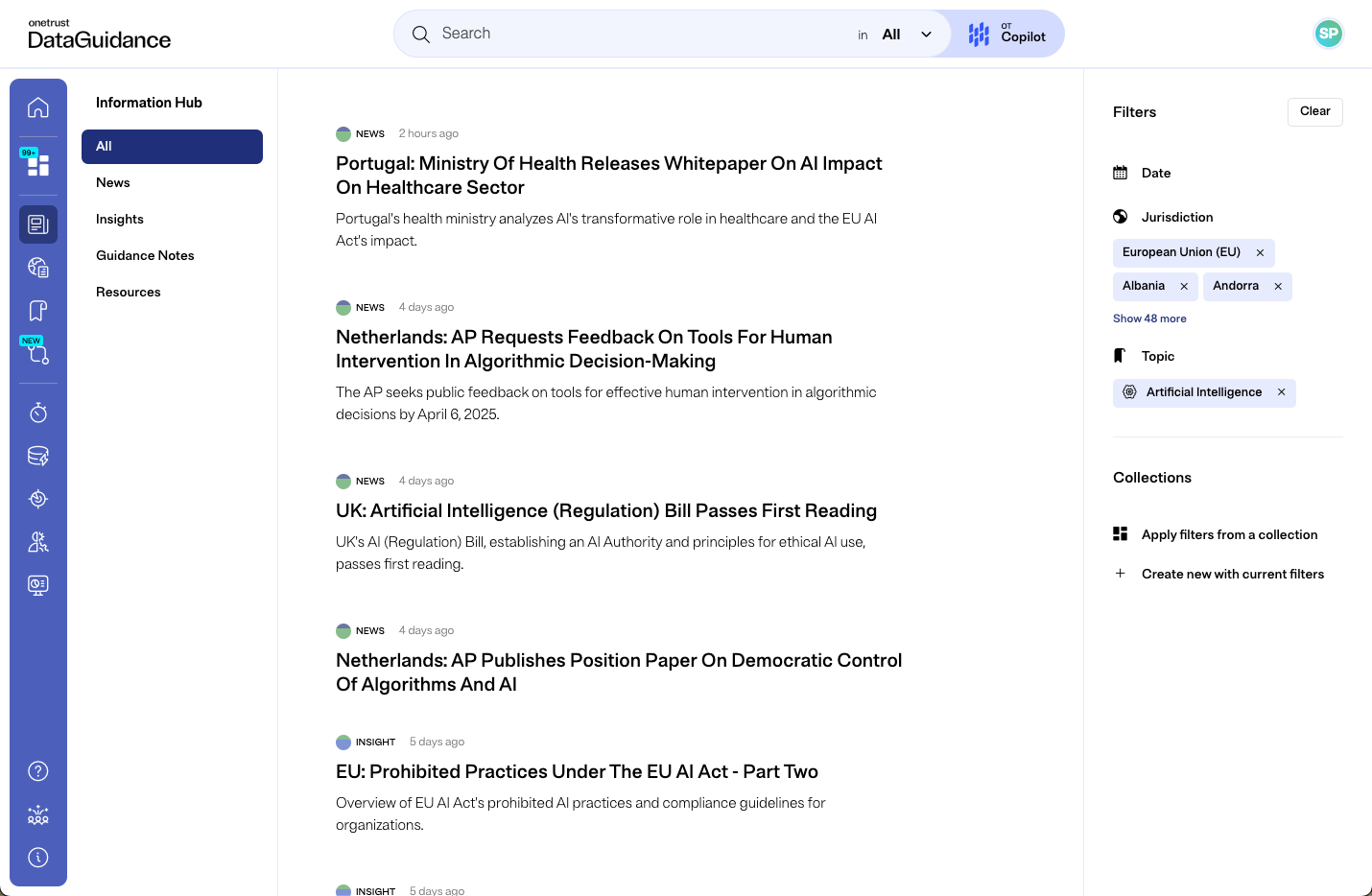 OneTrust DataGuidance Feature Guide | MyOneTrust